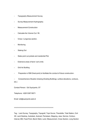 Jasa Survey Tanah Kabupaten Paser-Tanah Grogot Kalimantan Timur | PDF