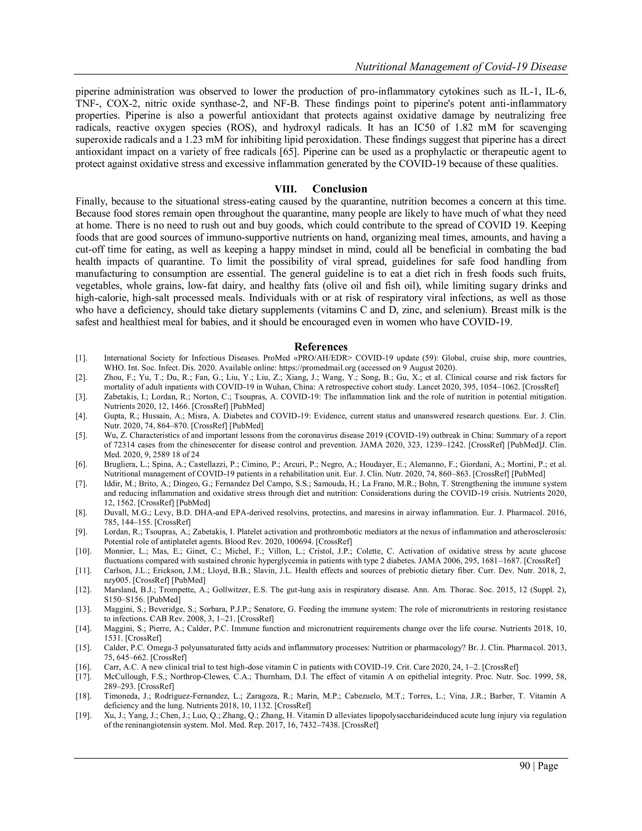 Nutritional Management of Covid-19 Disease | PDF