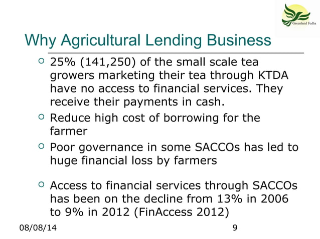 Agricultural lending for MFIs: The Greemland Fedha Experience | PPT ...