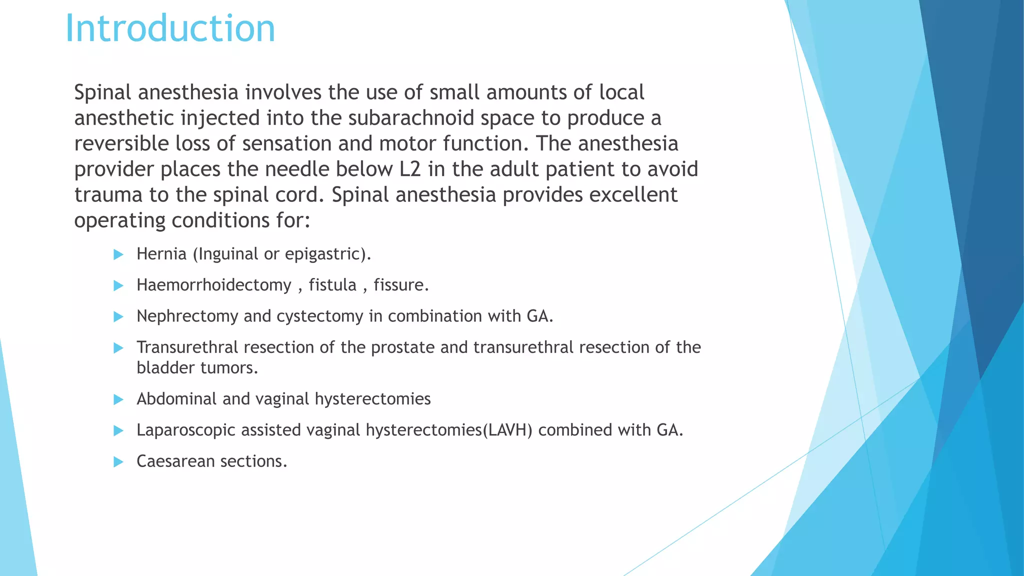 Spinal Anesthesia - A Comprehensive Approach | PPTX