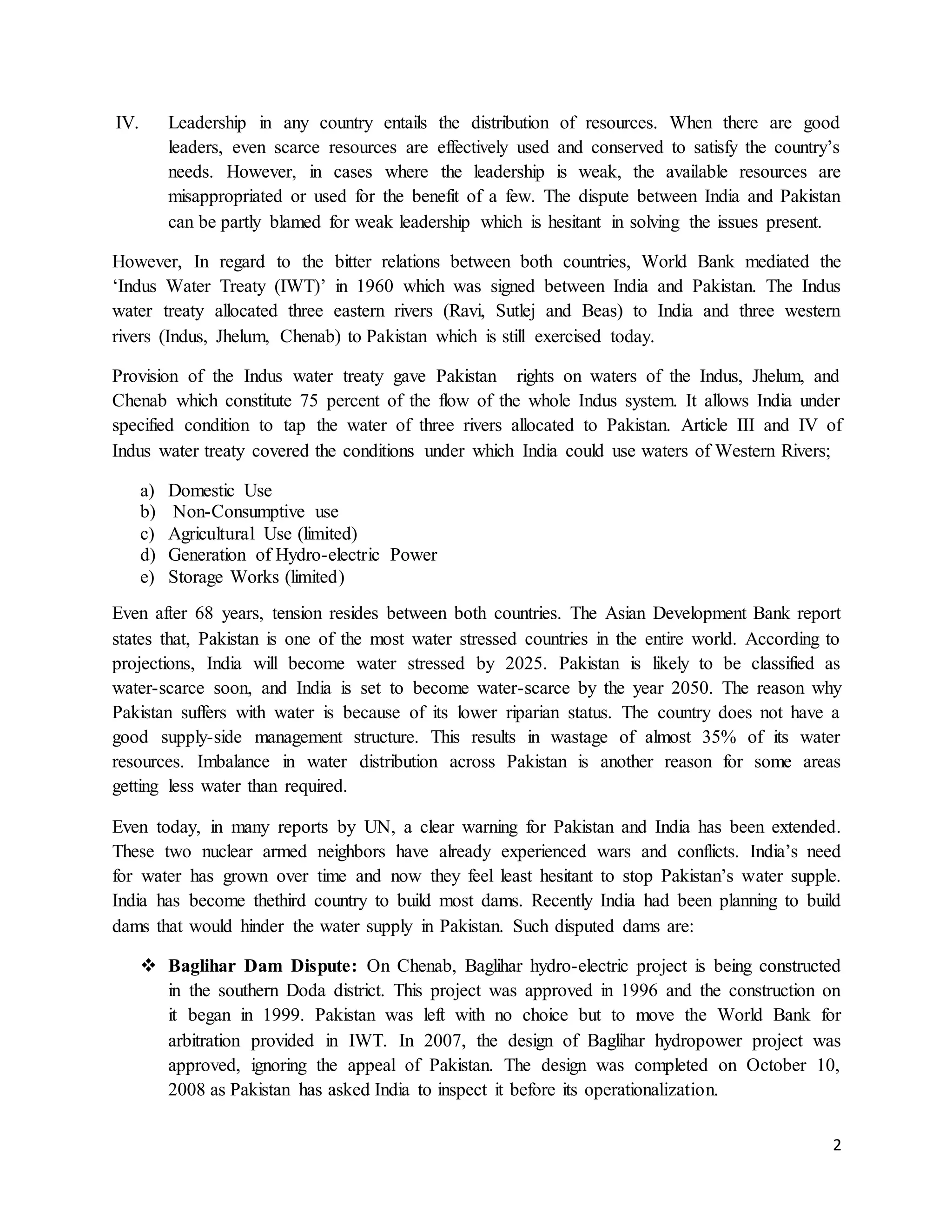 Water Disputes in South Asia. | DOCX