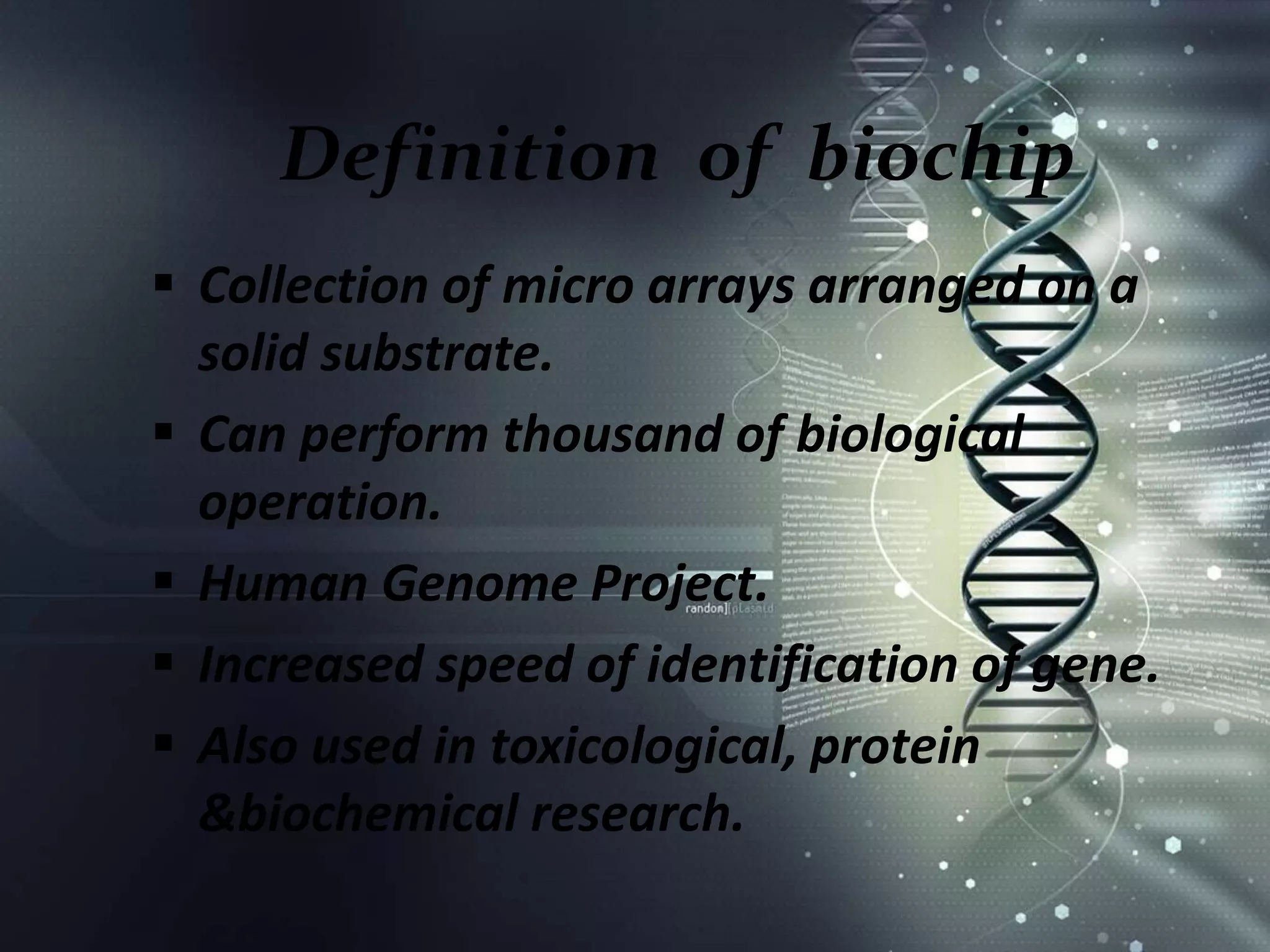 BIOCHIP TECNOLOGY | PPTX | Genetics | Science