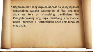 Sa-Aking-mga-Kabata. Rizal literature in time of spanish | PPTX