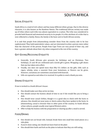South Africa business etiquette and potential | PDF