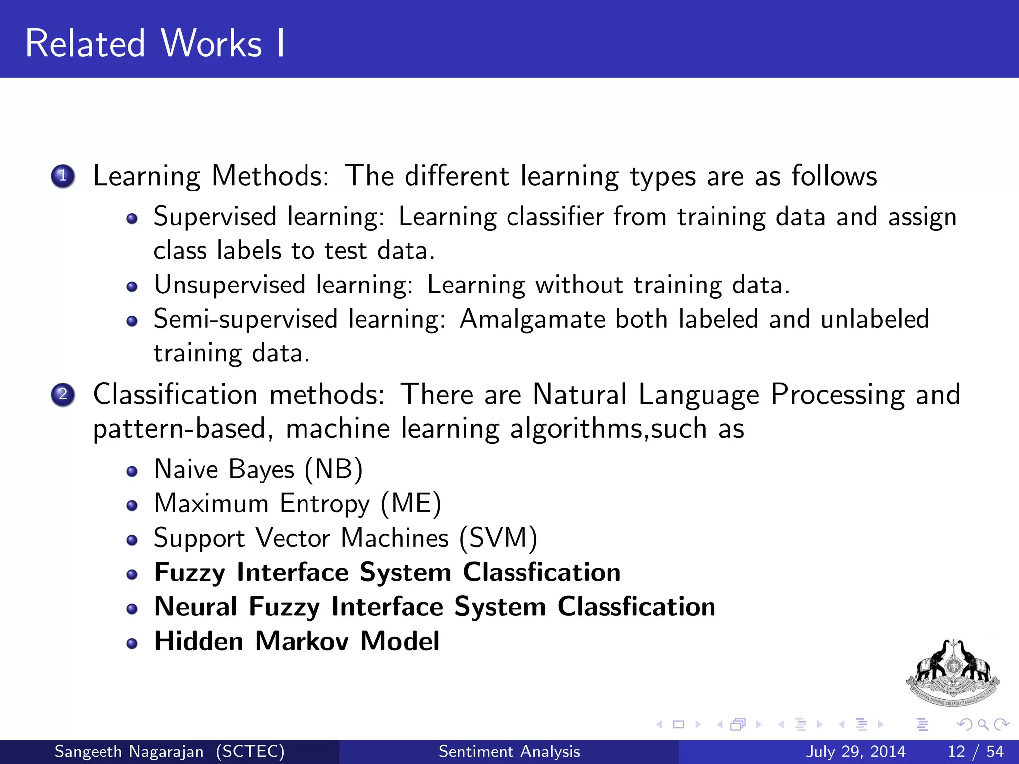 Sentiment Analysis Using Hybrid Structure Of Machine Learning Algorithms Ppt