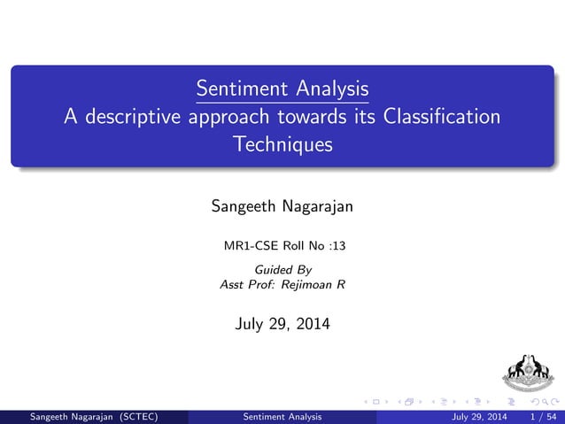Sentiment Analysis Using Hybrid Structure of Machine Learning Algorithms | PPT
