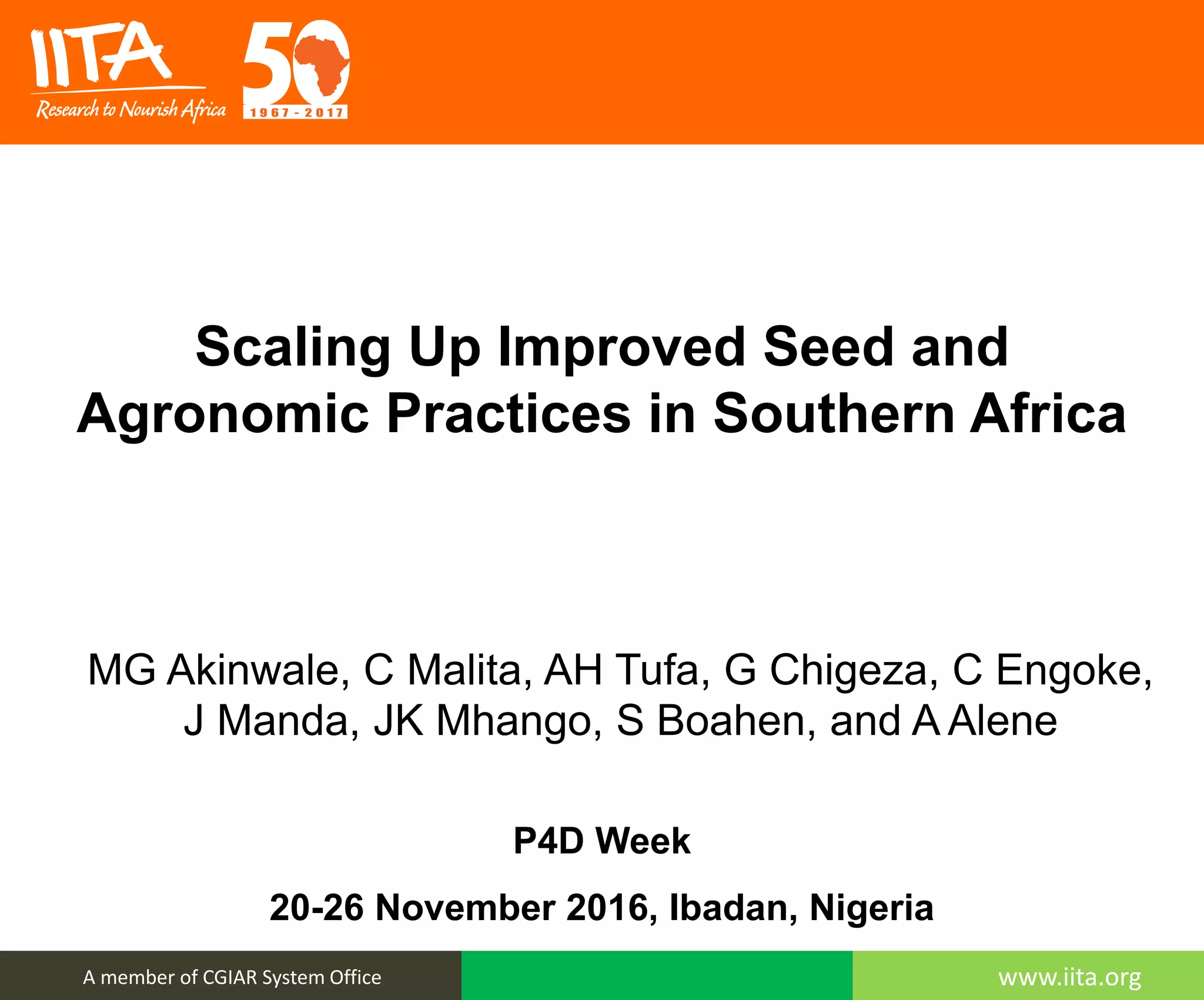 Scaling Up Improved Seed and Agronomic Practices in Southern Africa | PPTX