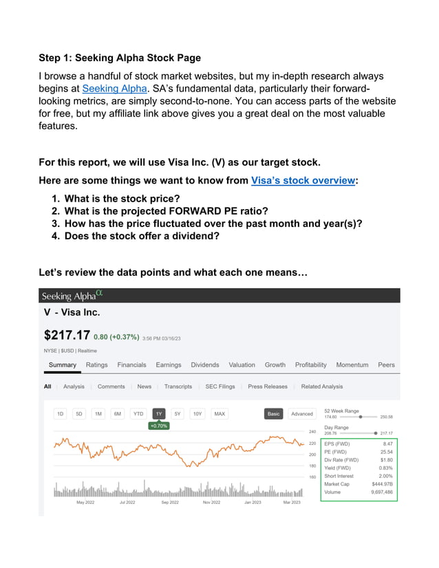 Seeking Alpha Stock Analysis Guide | PDF