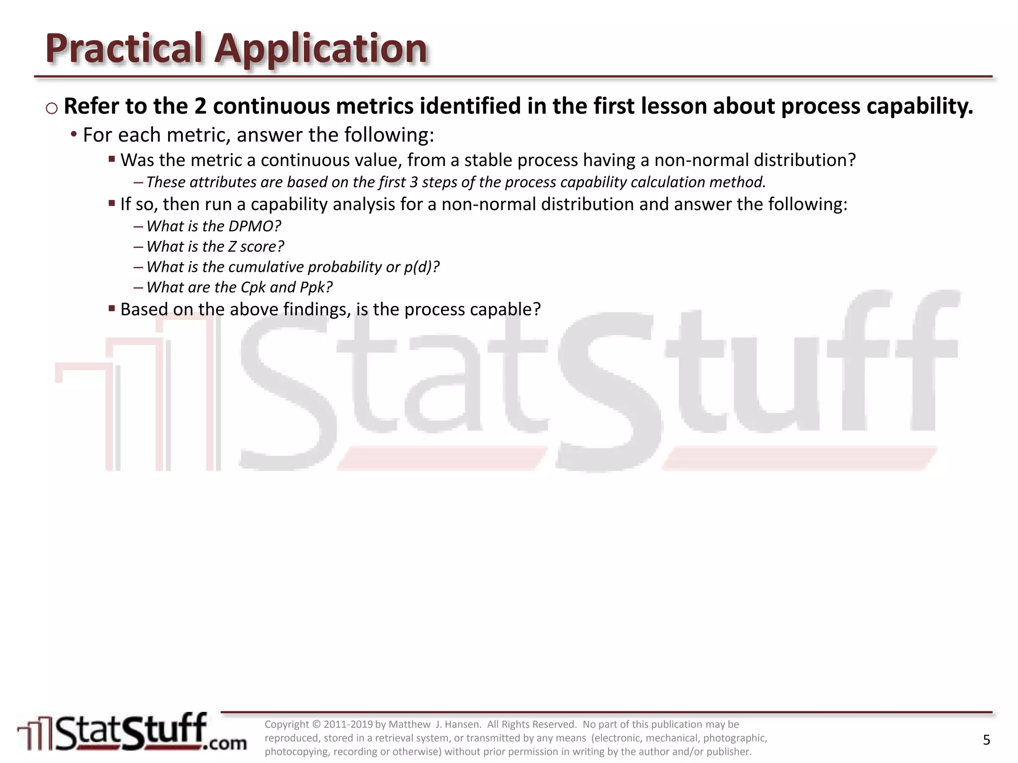 Process Capability: Step 5 (Non-Normal Distributions) | PPTX