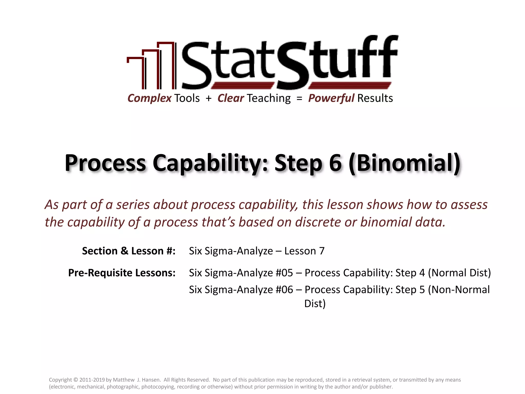 Process Capability: Step 6 (Binomial) | PPTX