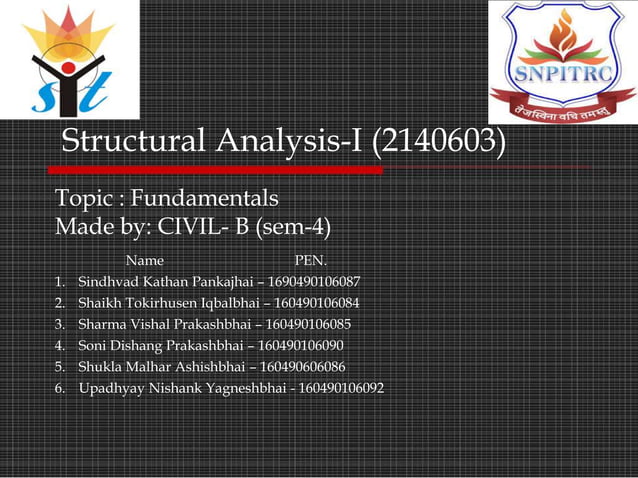 Fundamentals of structural analysis | PPT