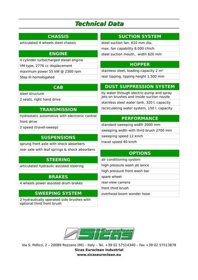 Sicas Euroclean Industrial Mod. Sa2 | PDF