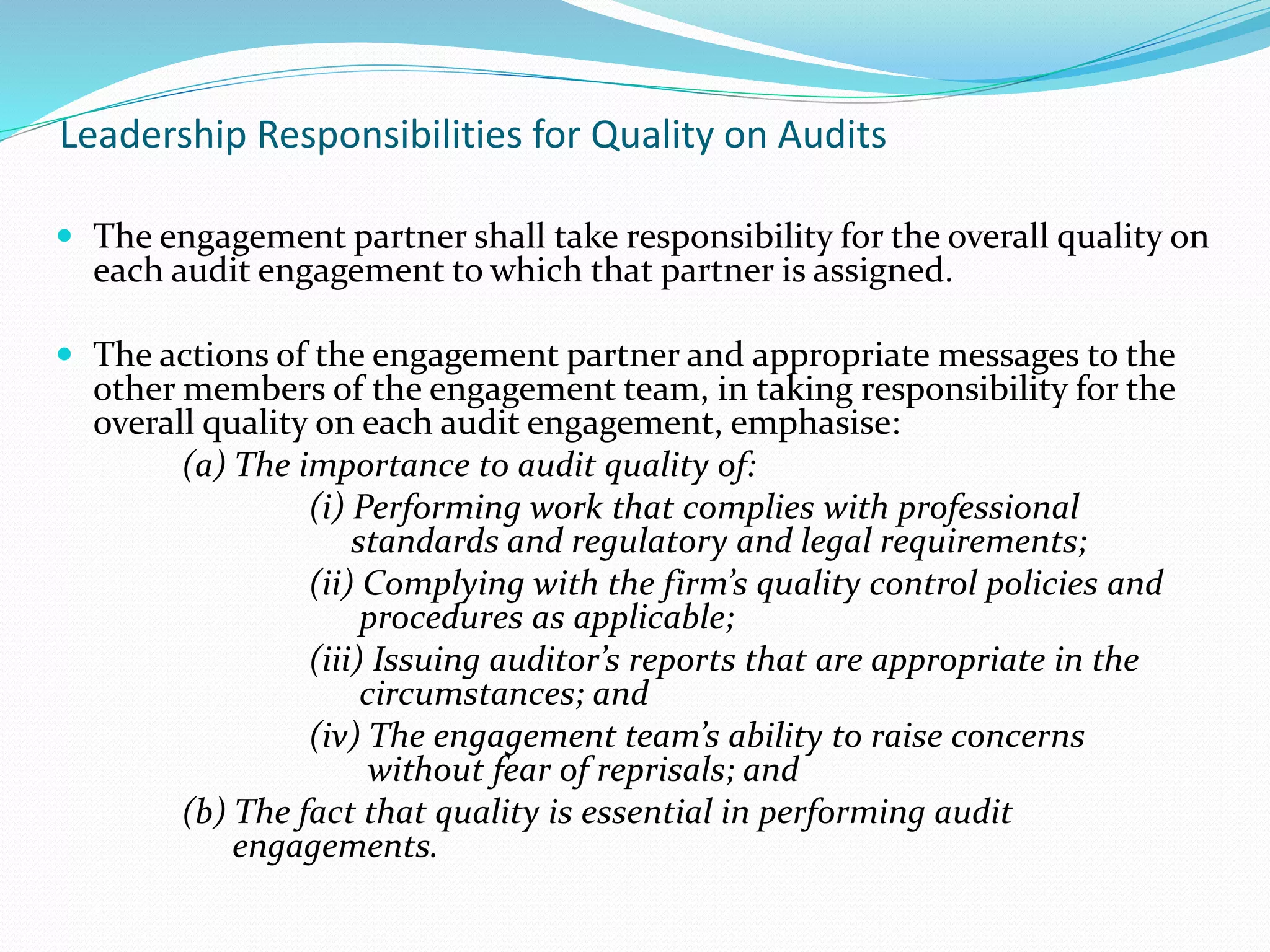 Quality Control of an Audit of Financial Statements | PPTX