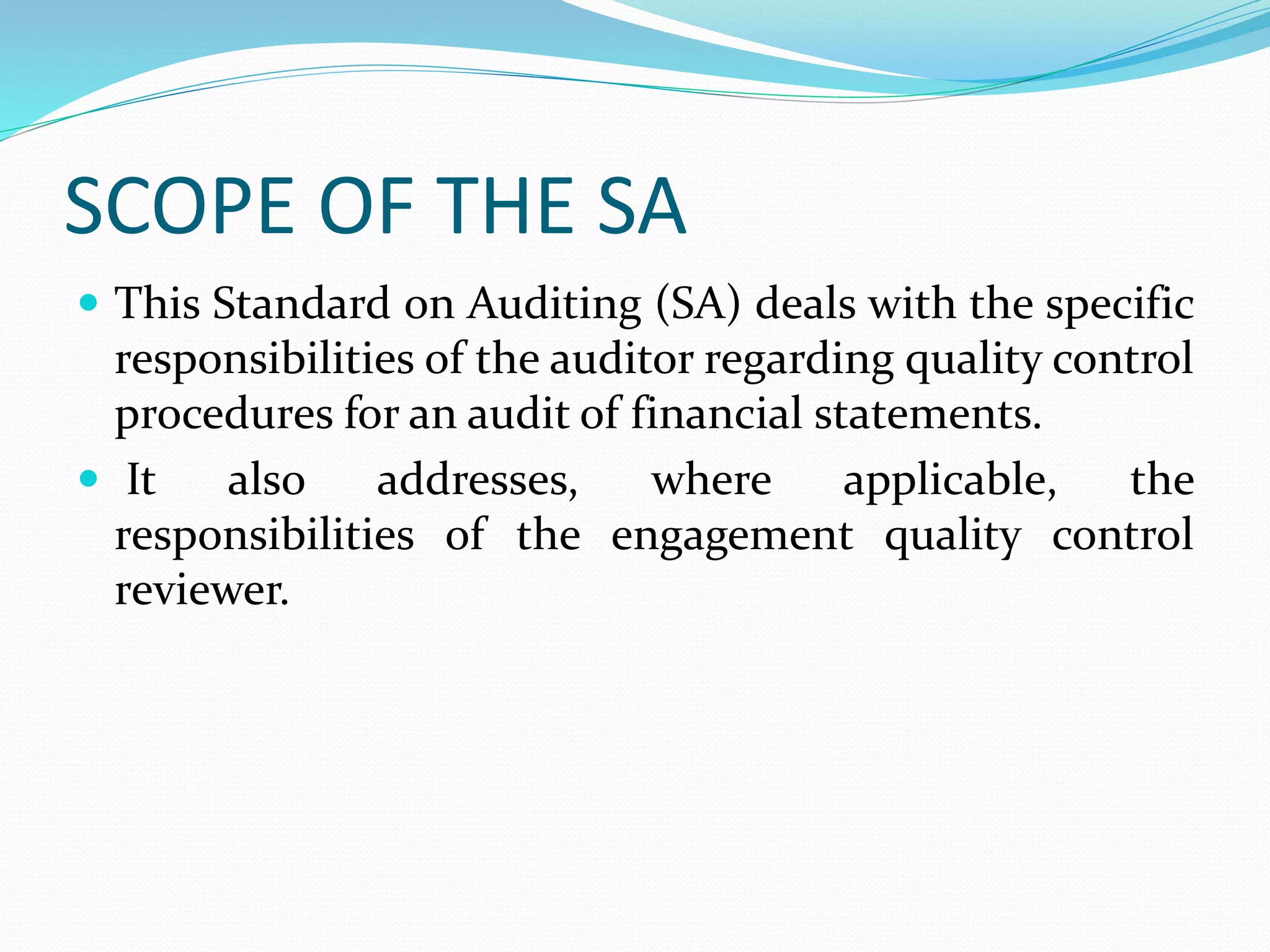 Quality Control of an Audit of Financial Statements | PPTX