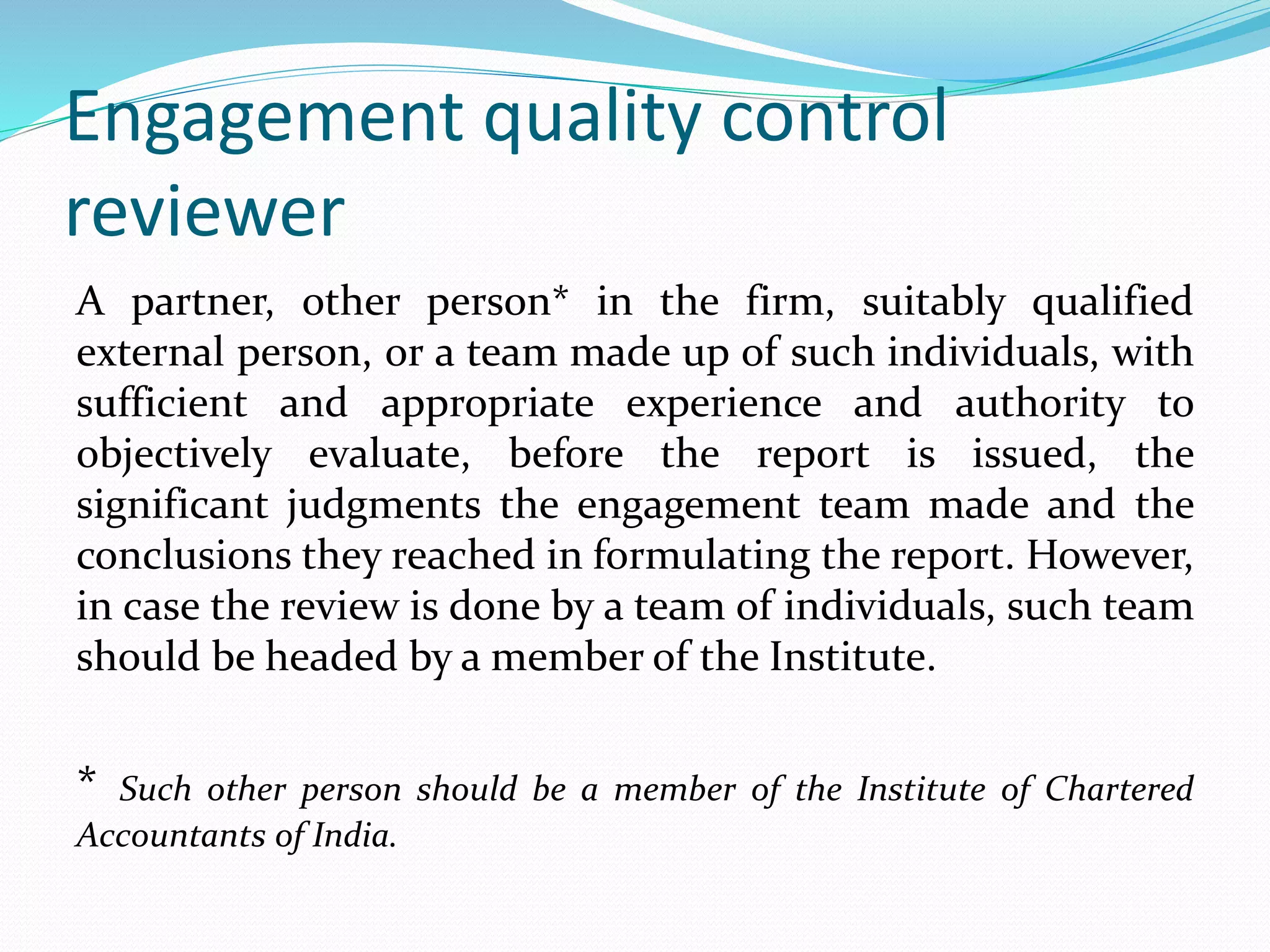 Quality Control of an Audit of Financial Statements | PPTX
