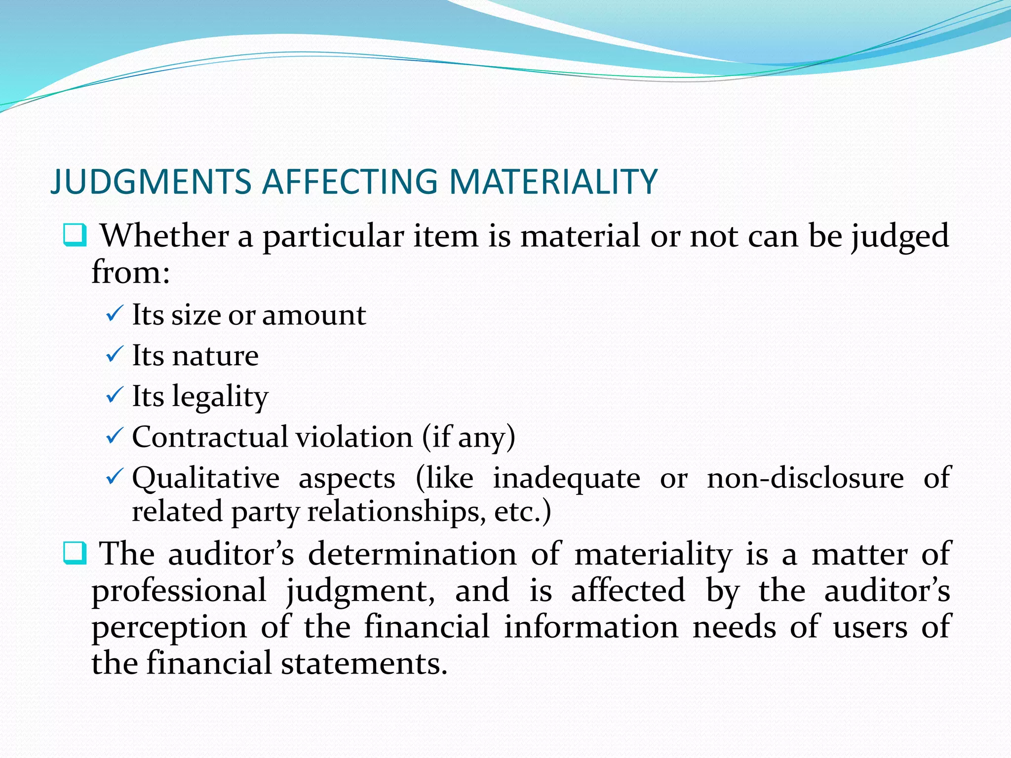 Materiality in Planning and Performing an Audit | PPTX