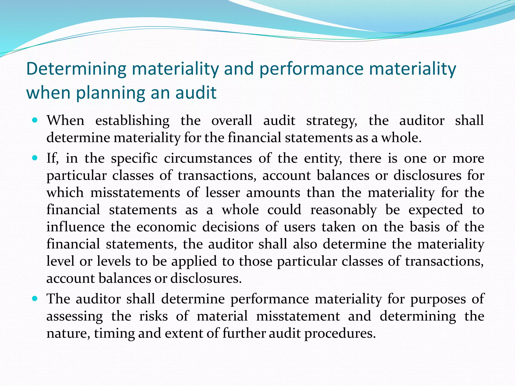 Materiality in Planning and Performing an Audit | PPTX