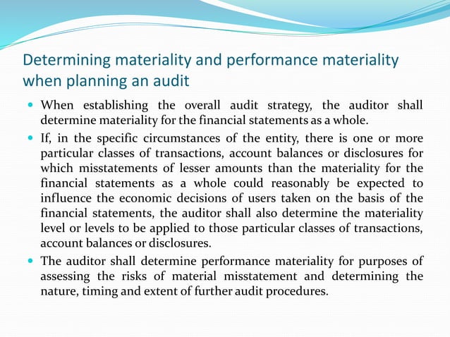 Materiality in Planning and Performing an Audit | PPTX | Stocks and Bonds | Personal Investing