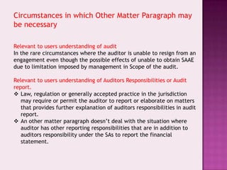 SA 706," Emphasis of Matter Paragraph and Other Matter Paragraph in the ...