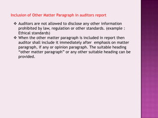 SA 706," Emphasis of Matter Paragraph and Other Matter Paragraph in the ...