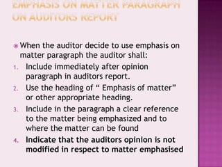 SA 706," Emphasis of Matter Paragraph and Other Matter Paragraph in the ...