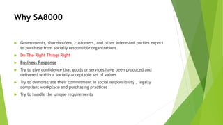 SA8000 iplementation process for pharma industry | PPT