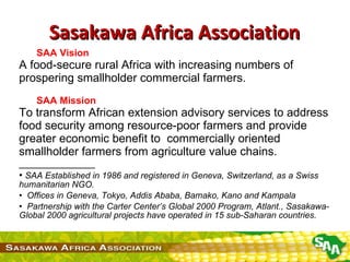 Sasakawa-Africa Association/ Global 2000 SG 2000 Agricultural Program ...