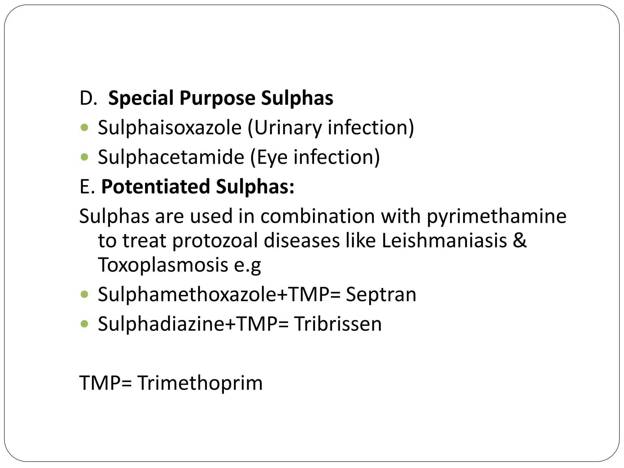 Antibiotic sulphonamides and potientiate sulpha history,classification ...