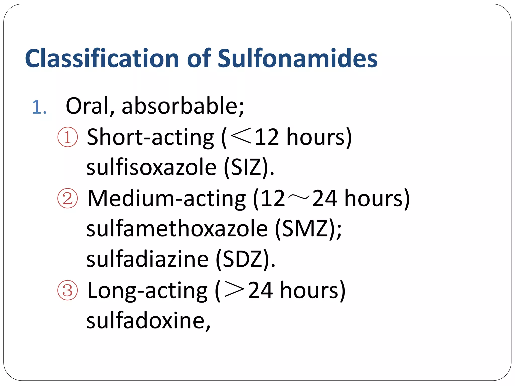 Antibiotic sulphonamides and potientiate sulpha history,classification ...