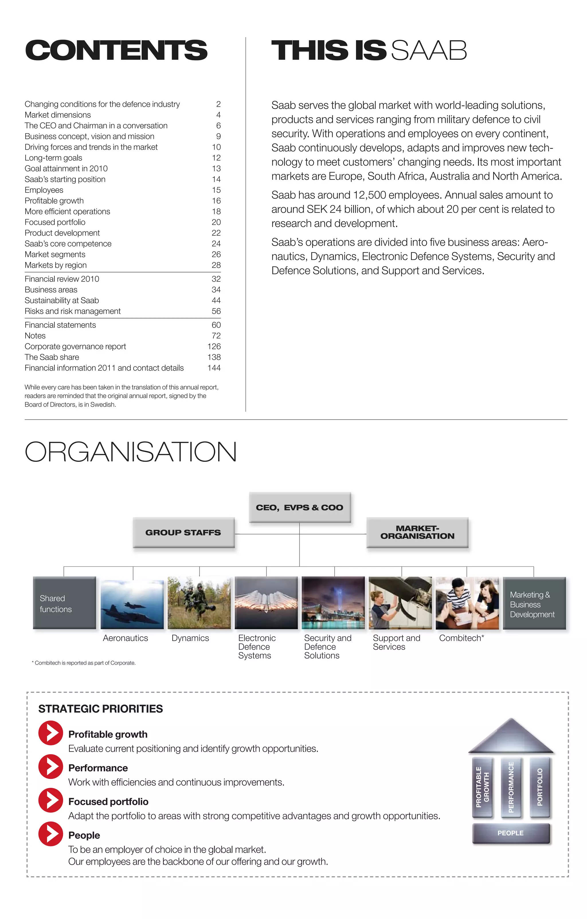 Saab Annual Report 2010 | PDF | Defense Industry | Industries