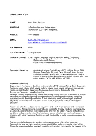 SAA CV May 2016 | DOC