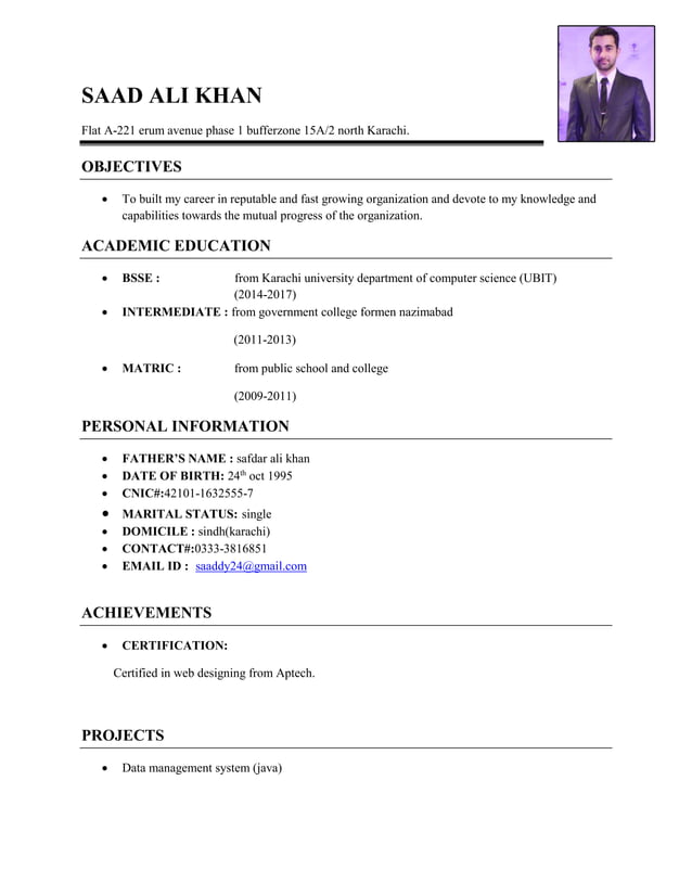 Saad ali khan cv | PDF
