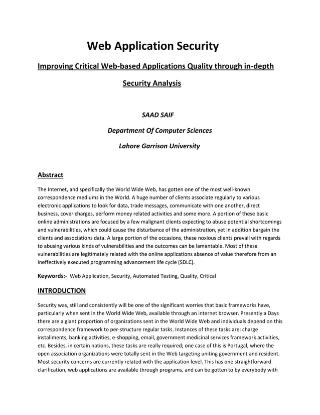 Research Article On Web Application Security | PDF