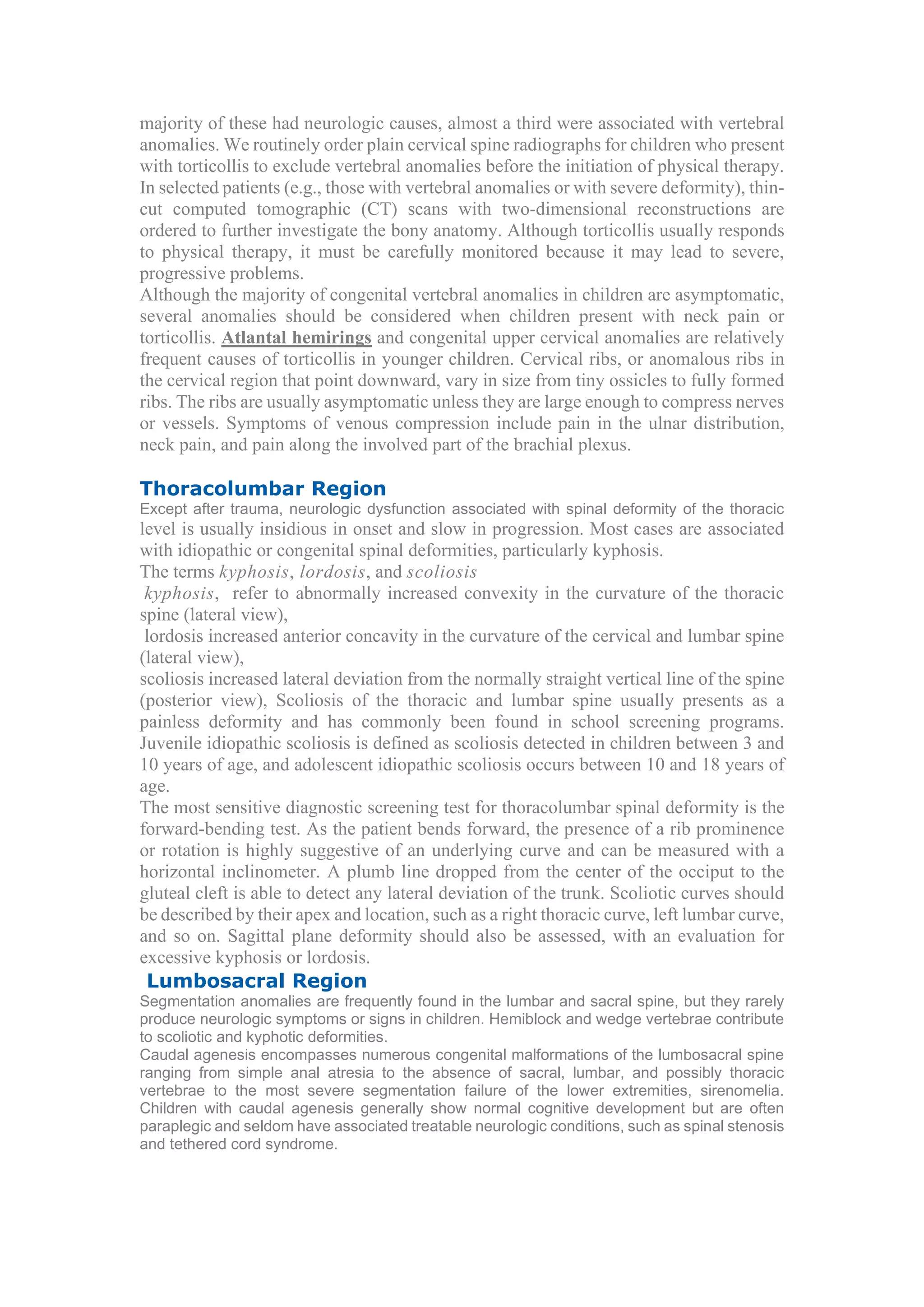 abnormal of vertebral column | PDF