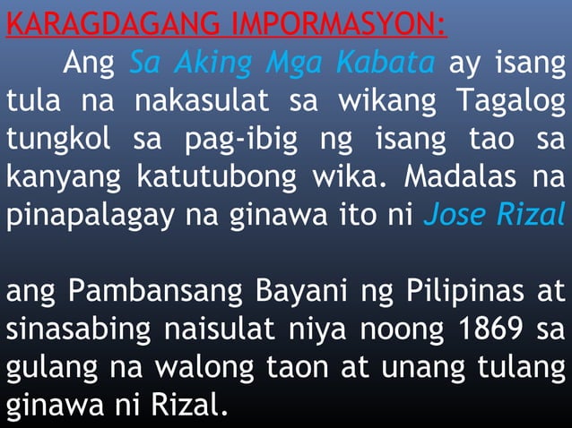 Sa aking mga kabata | PPT