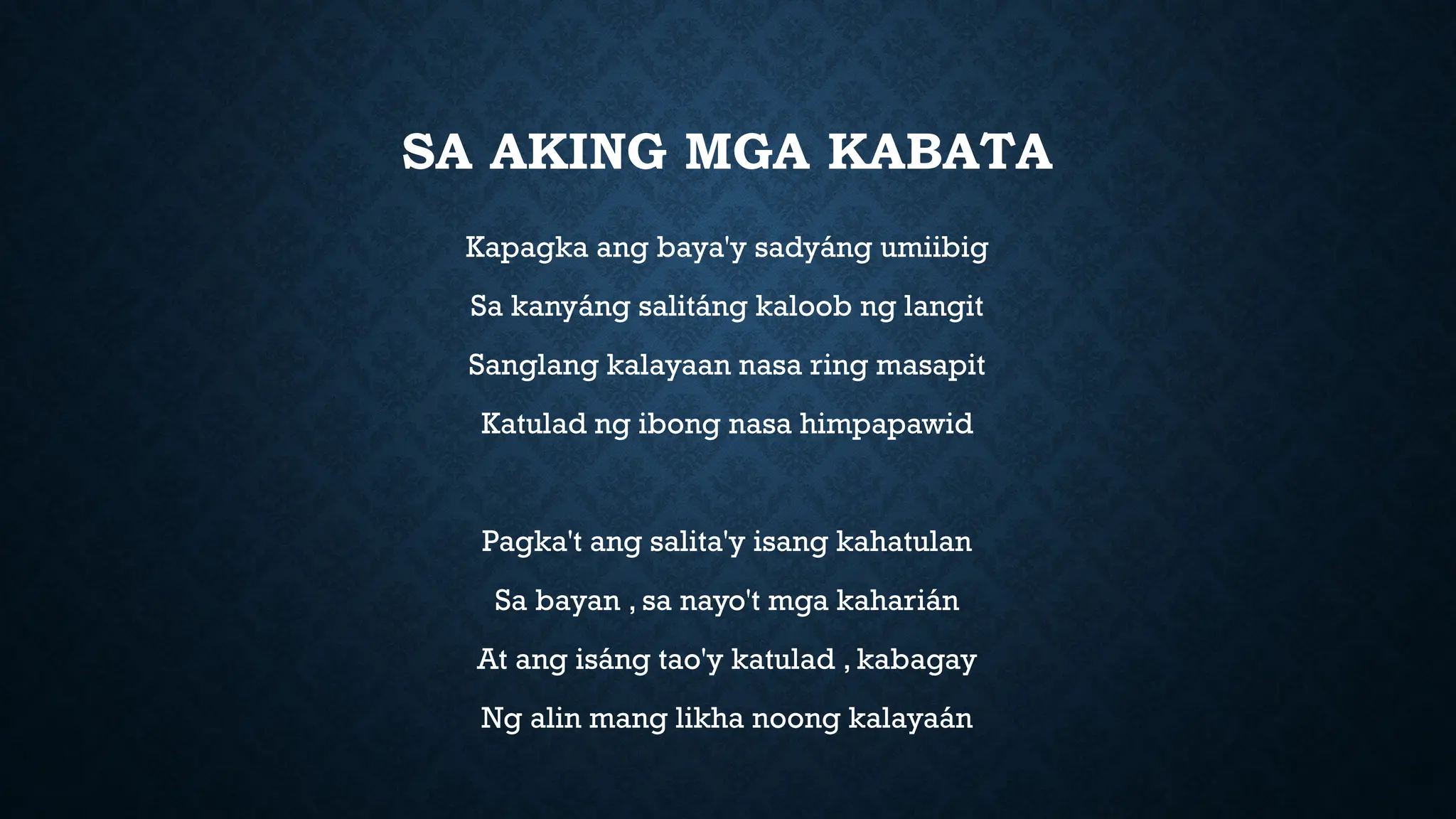 Presentation about Sa Aking Mga Kabata.pptx