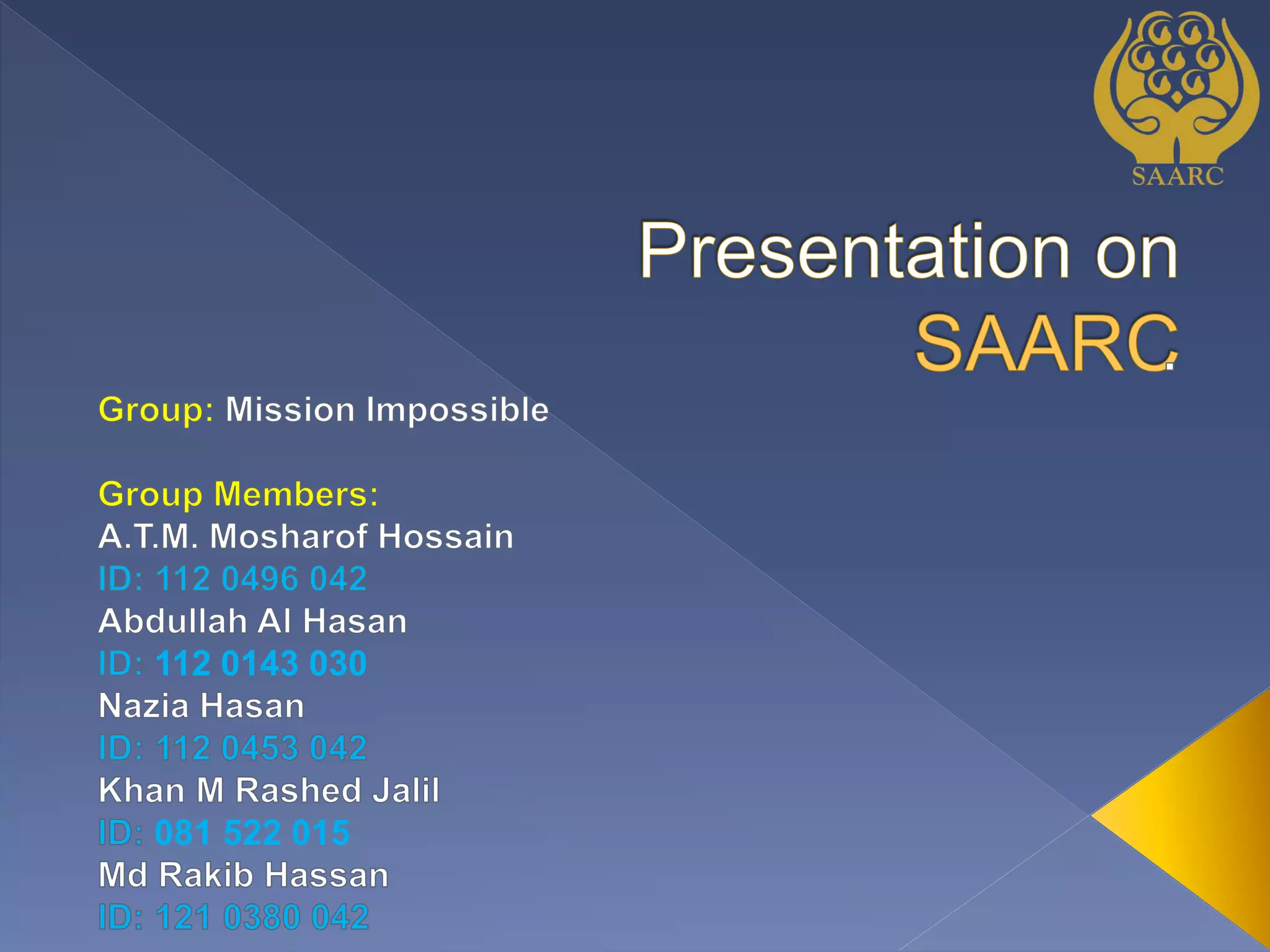 Presentation on SAARC | PPT