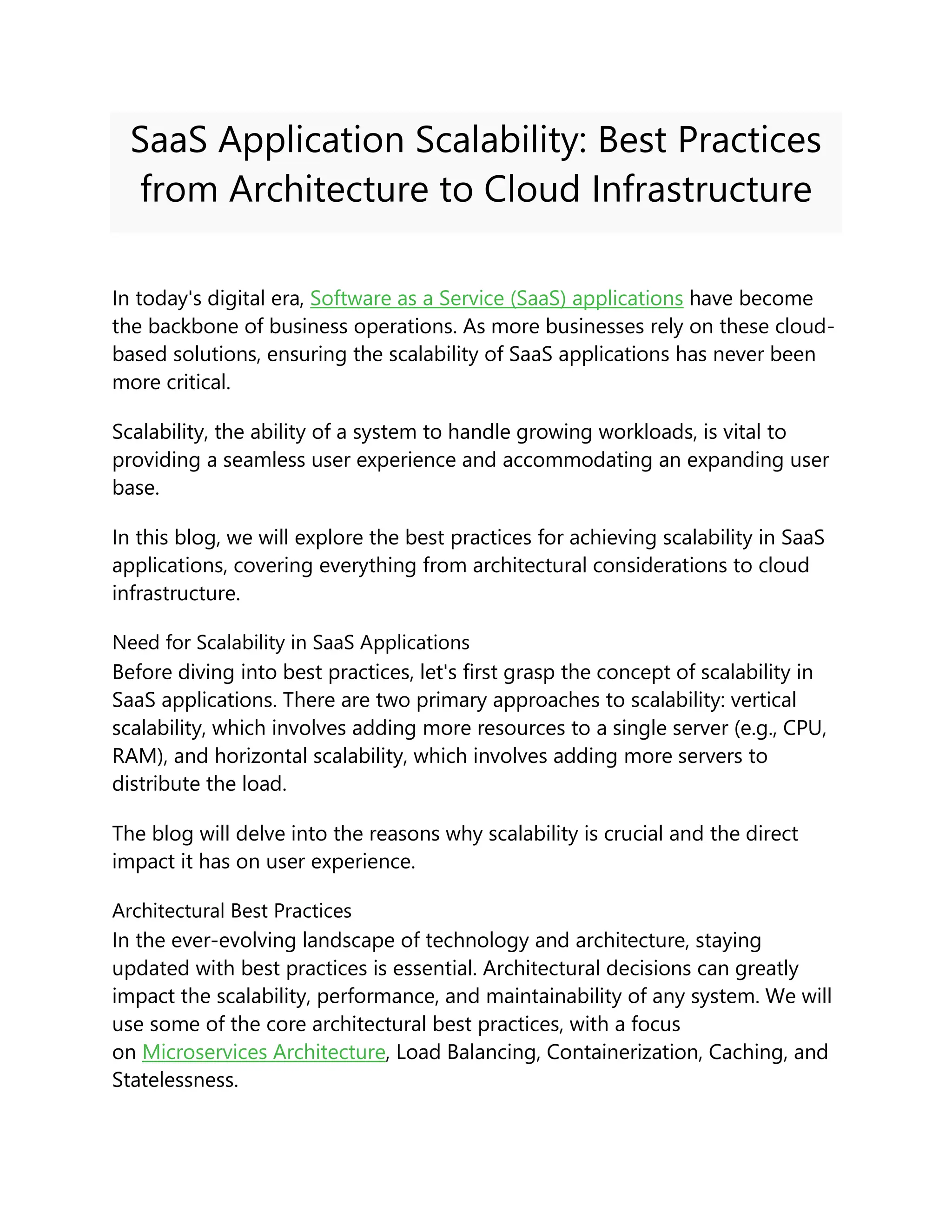 Saas Application Scalability Best Practices From Architecture To Cloud