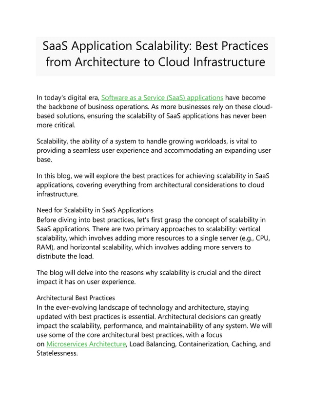 SaaS Application Scalability: Best Practices from Architecture to Cloud ...