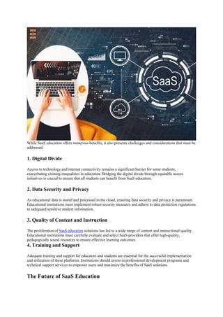 SaaS Education: Revolutionizing Learning in the Digital Era | PDF