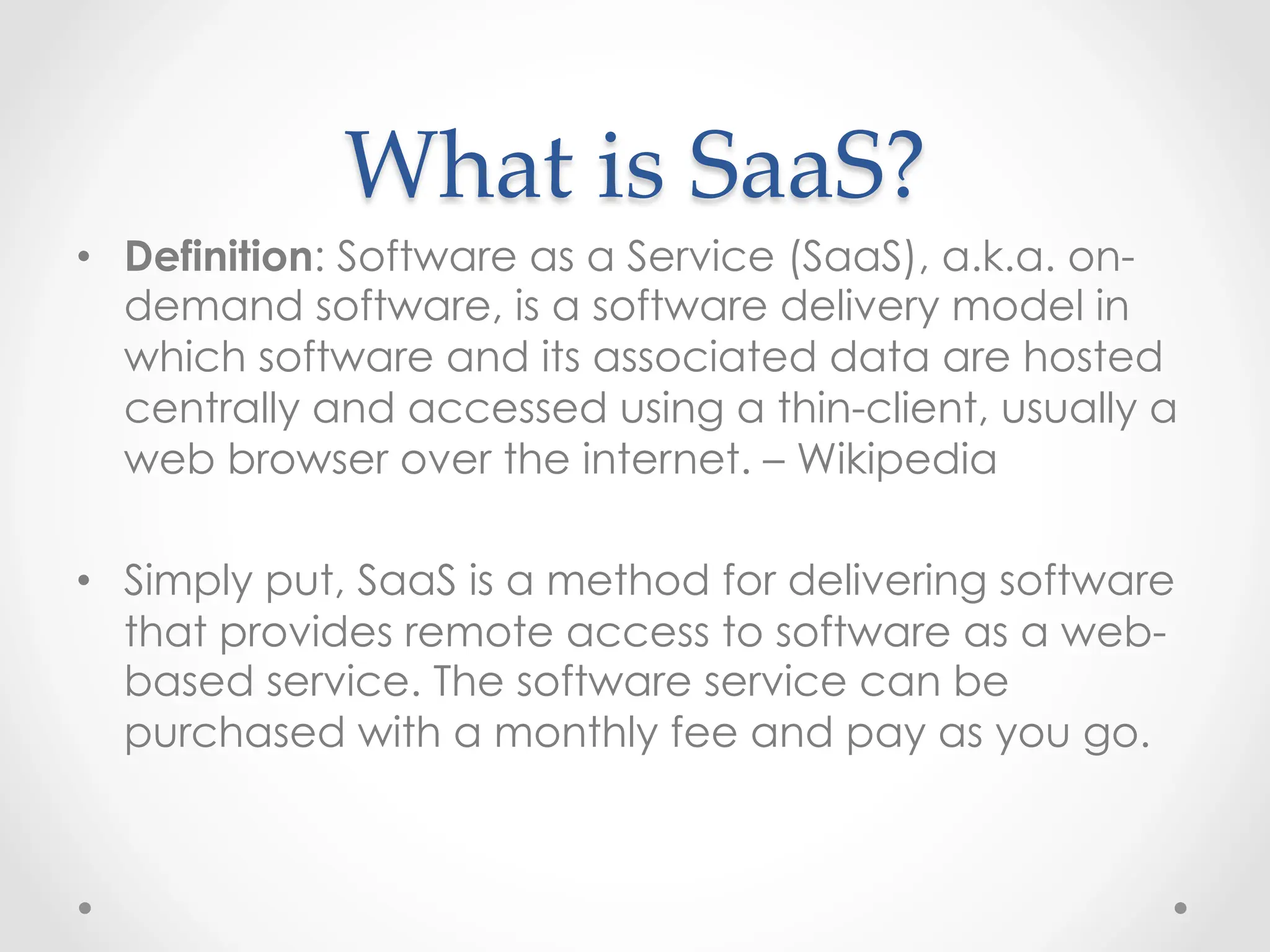 SaaS Introduction - What is SaaS Mean and Examples | PDF