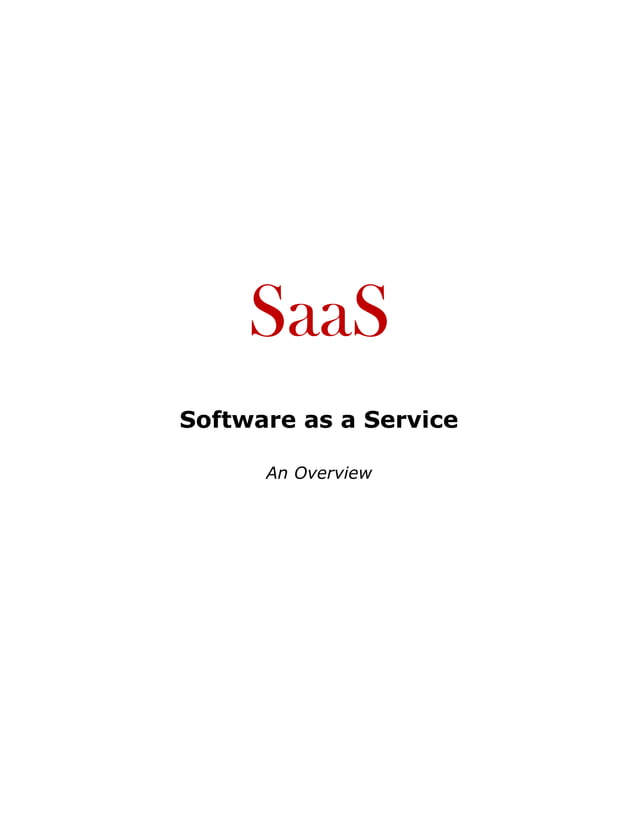 SaaS White Paper - An Overview | PDF