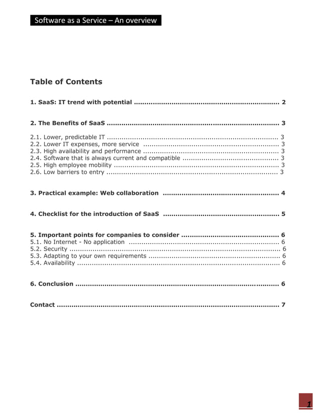 SaaS White Paper - An Overview | PDF