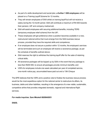 SAA Voluntary Severance Packages 07 July 2020 | PDF