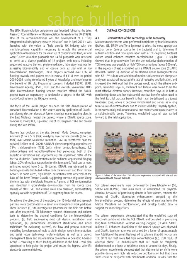Project SABRE (Source Area BioRemediation) – an Overview | PDF