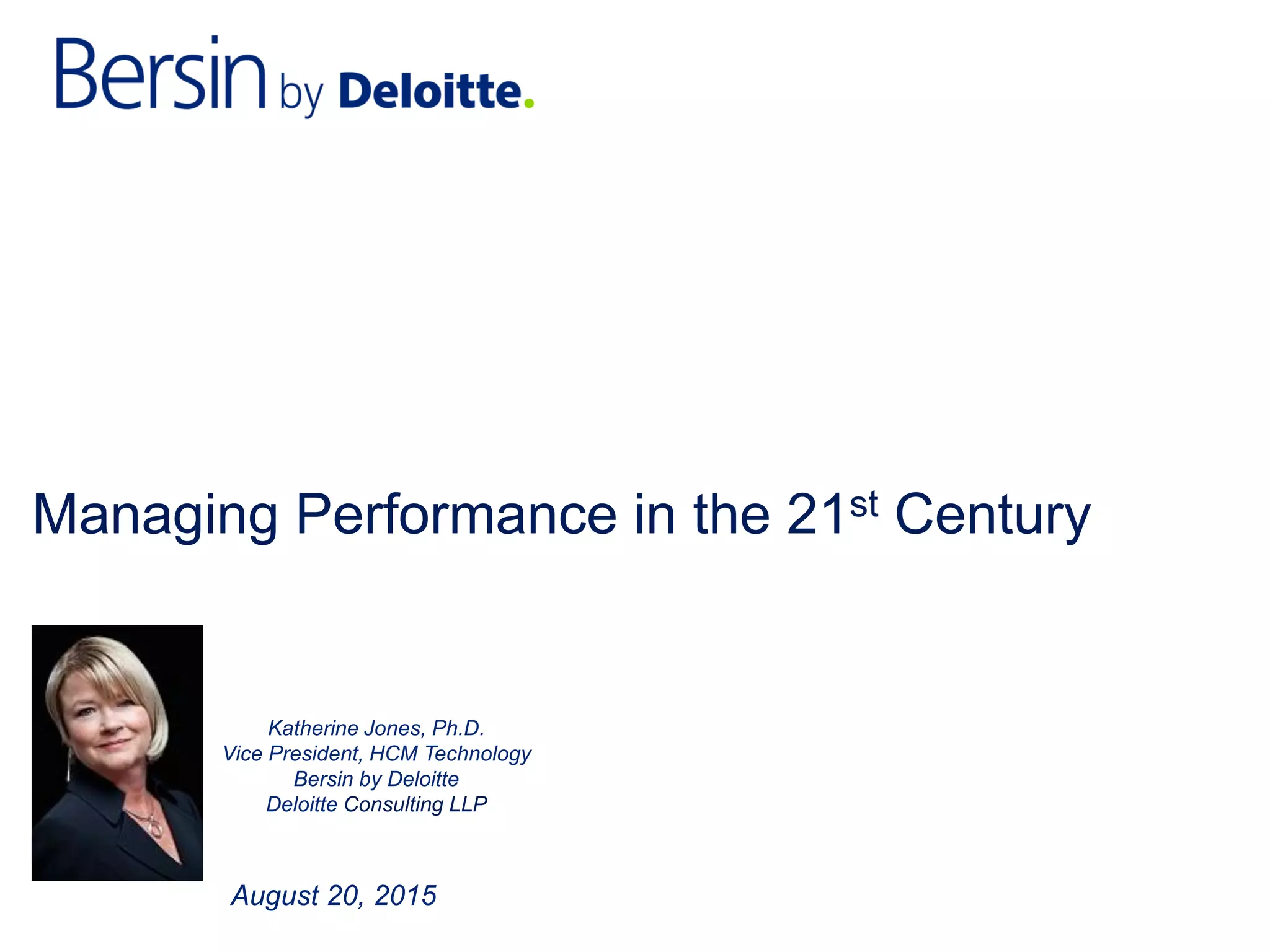Saba - Bersin by Deloitte - Performance Management in the 21st Century ...