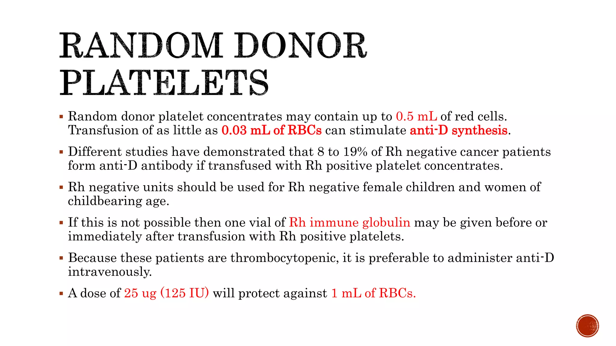 platelets single and random donors | PPTX