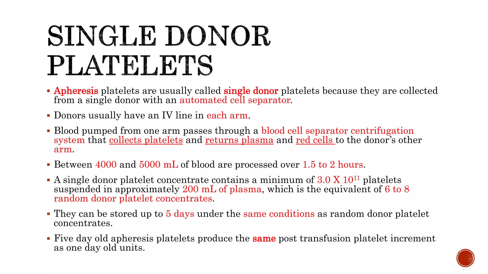 platelets single and random donors | PPTX