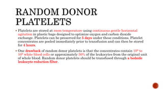 platelets single and random donors | PPTX