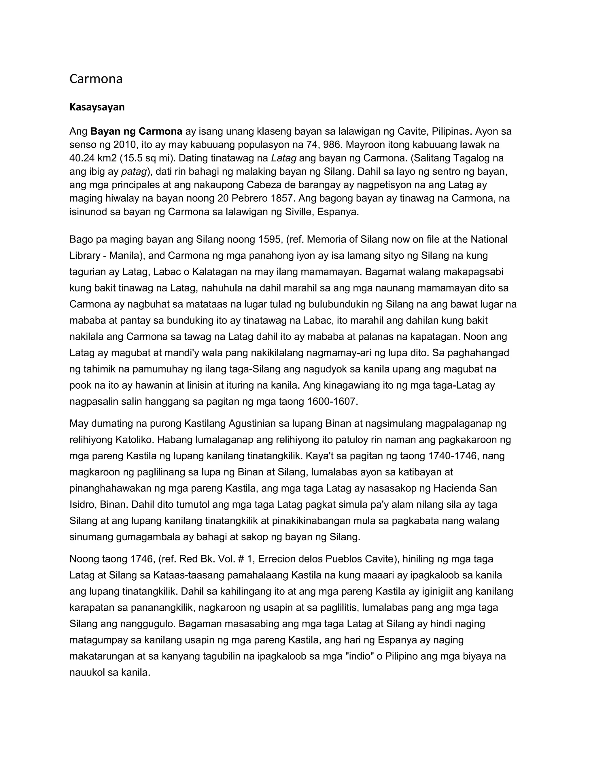 Kasaysayan ng Kabite at mga munisipalidad | DOCX